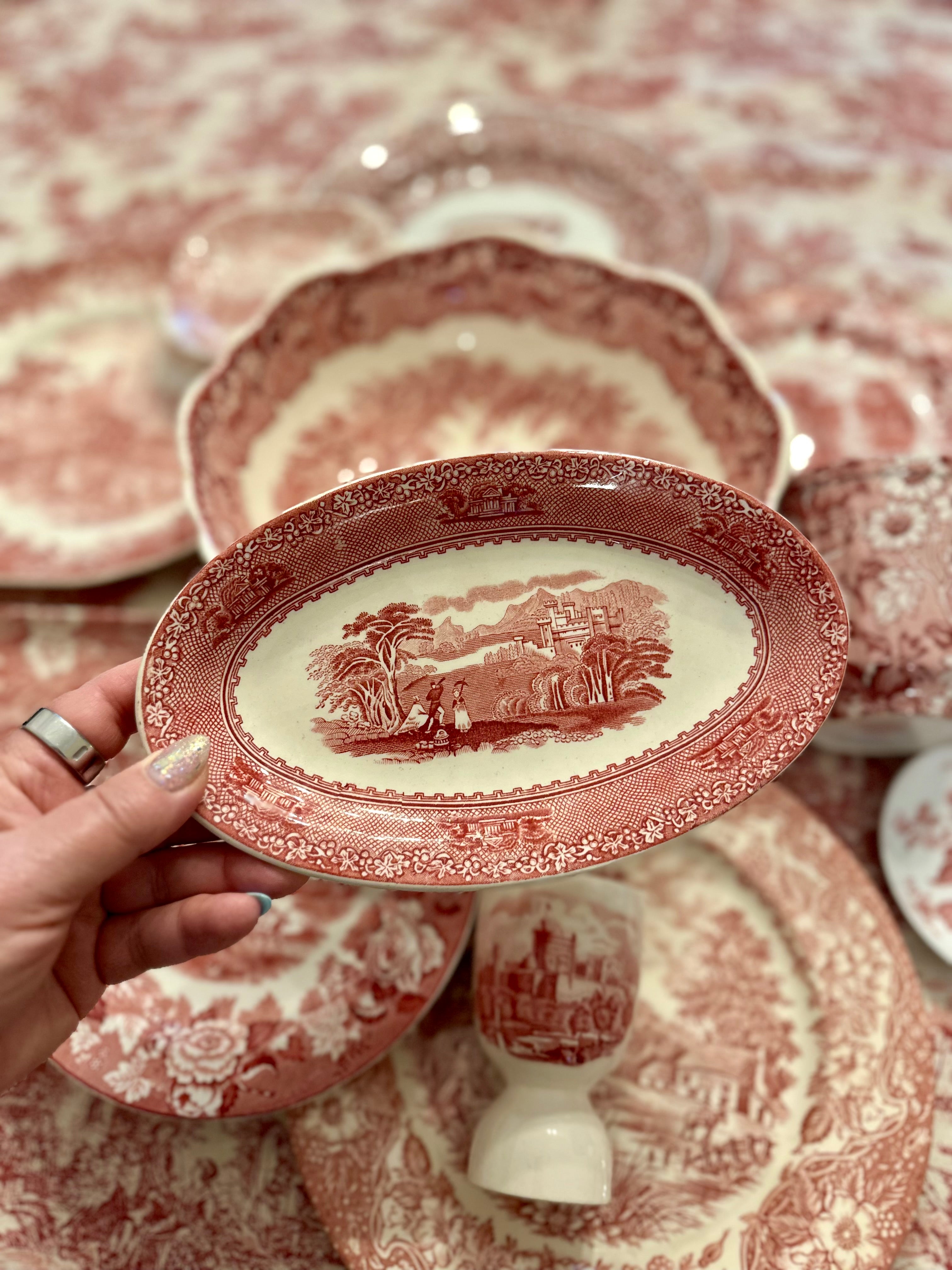 Royal Staffordshire “Jenny Lind” Pink Transferware Oval Relish Tray ...