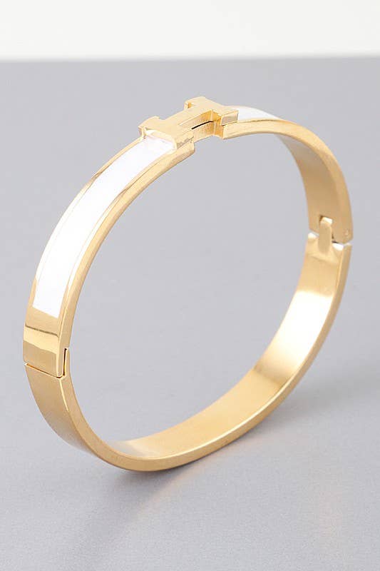 White H Cuff Bracelet BDBA327: Gold white – Lillian Grey