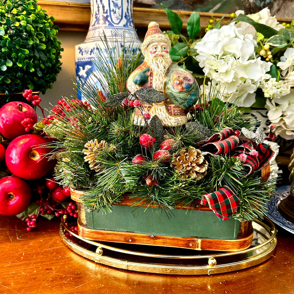 (Copy) Massive Vintage Santa Christmas pine cone topiary centerpiece ...
