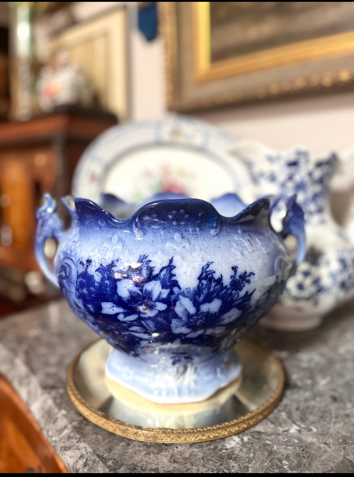 Live 06/08 Reserved Patty Gorgeous Flow Blue Antique Jardinier ...