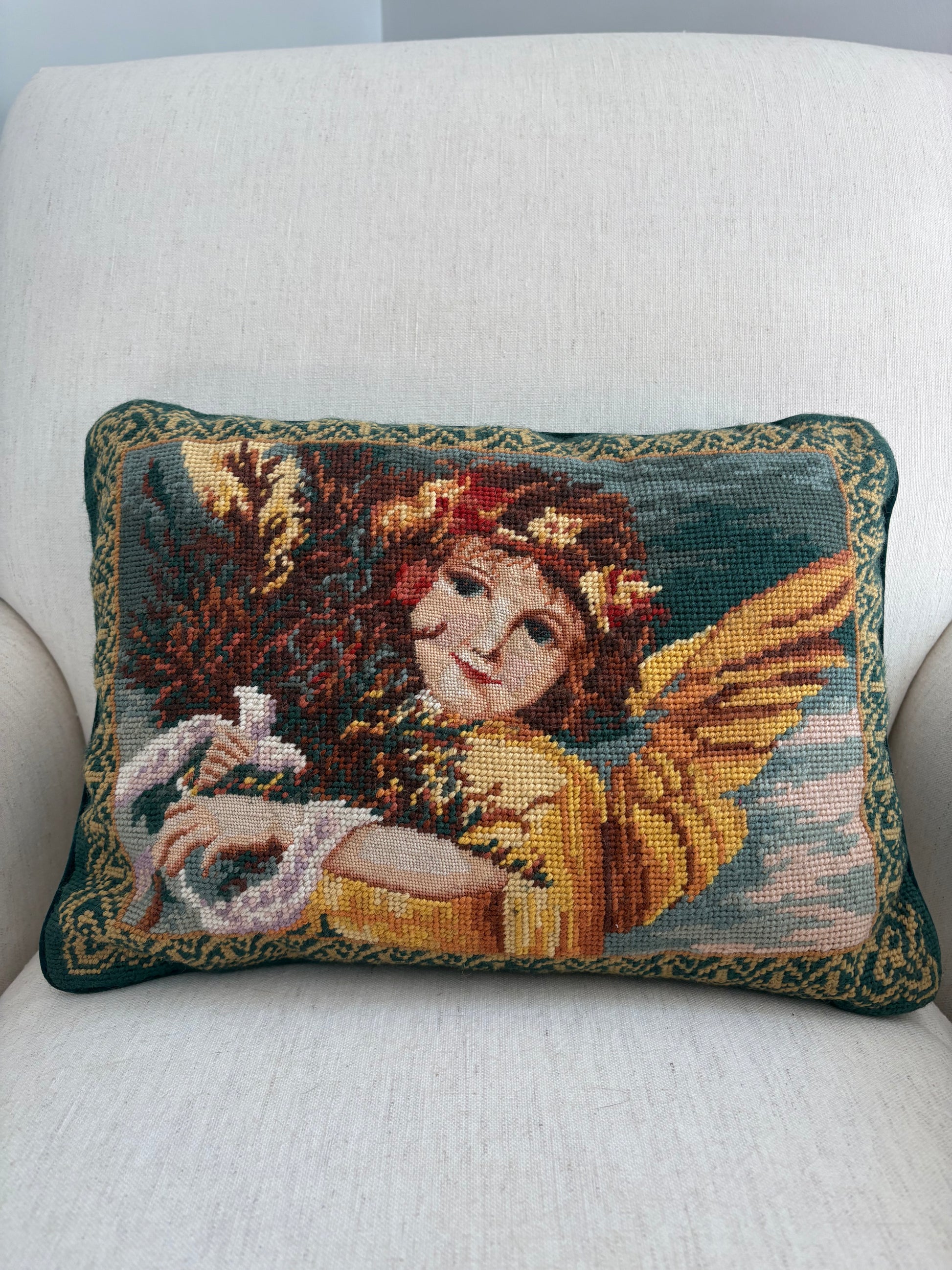 Sweet Angel Needlepoint Pillow 12” x 16” – Lillian Grey