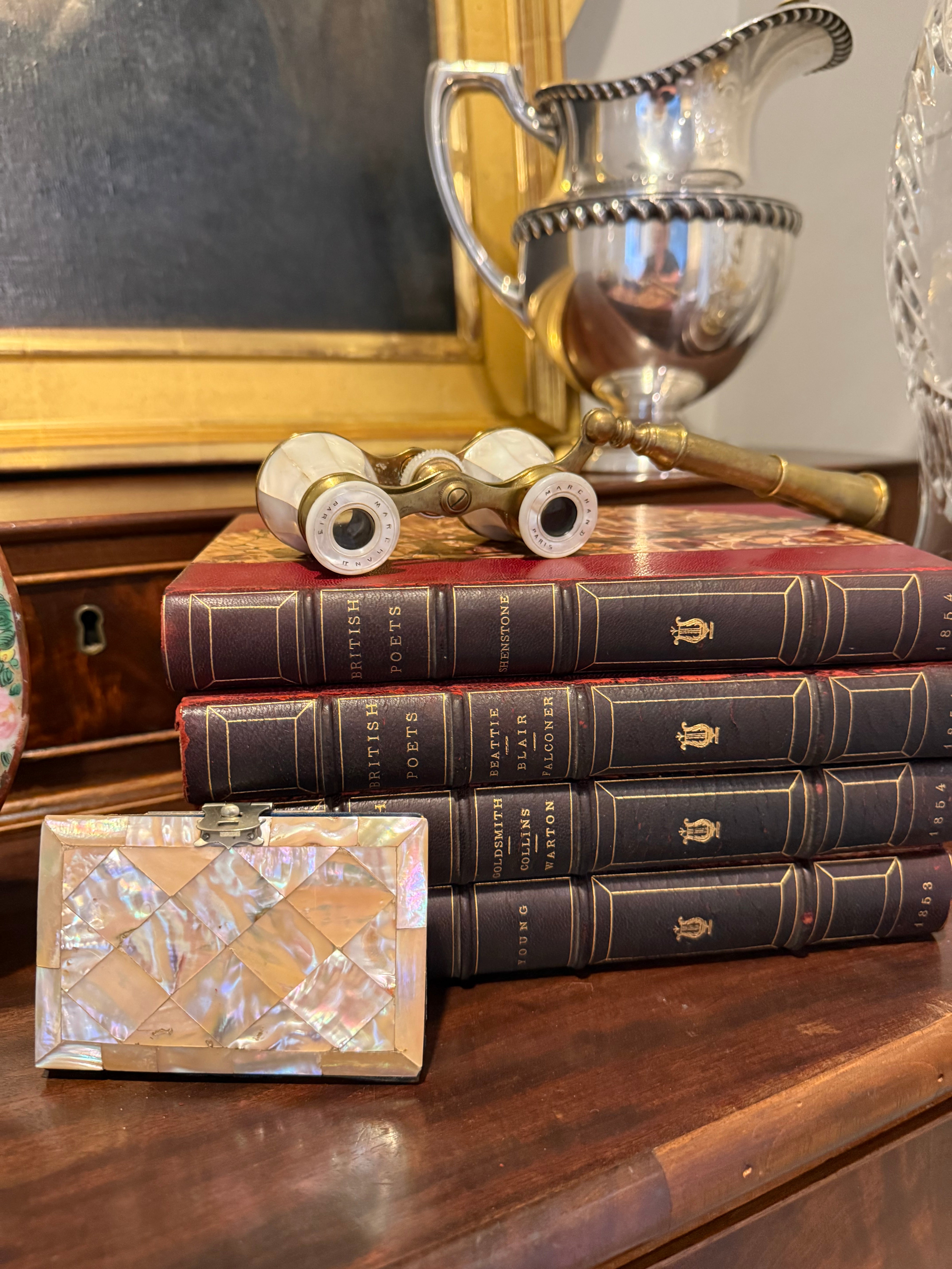 Live 1/15 Reserved Jenna - Antique French Mother of Pearl Binoculars w ...