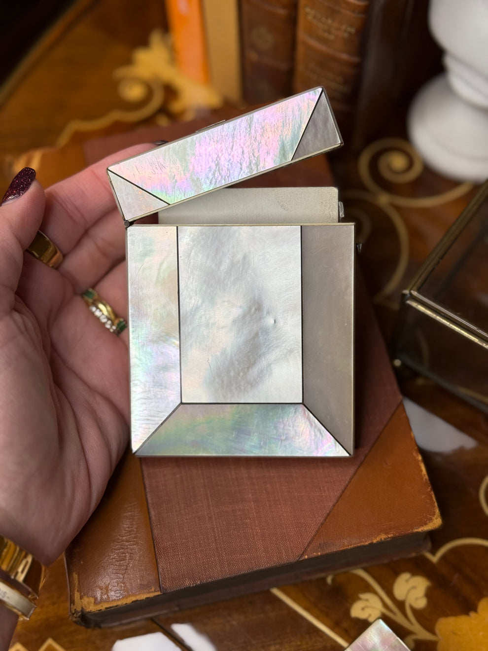 Antique 19c. Mother of Pearl Calling Card Case with Original “Mrs. Wil ...