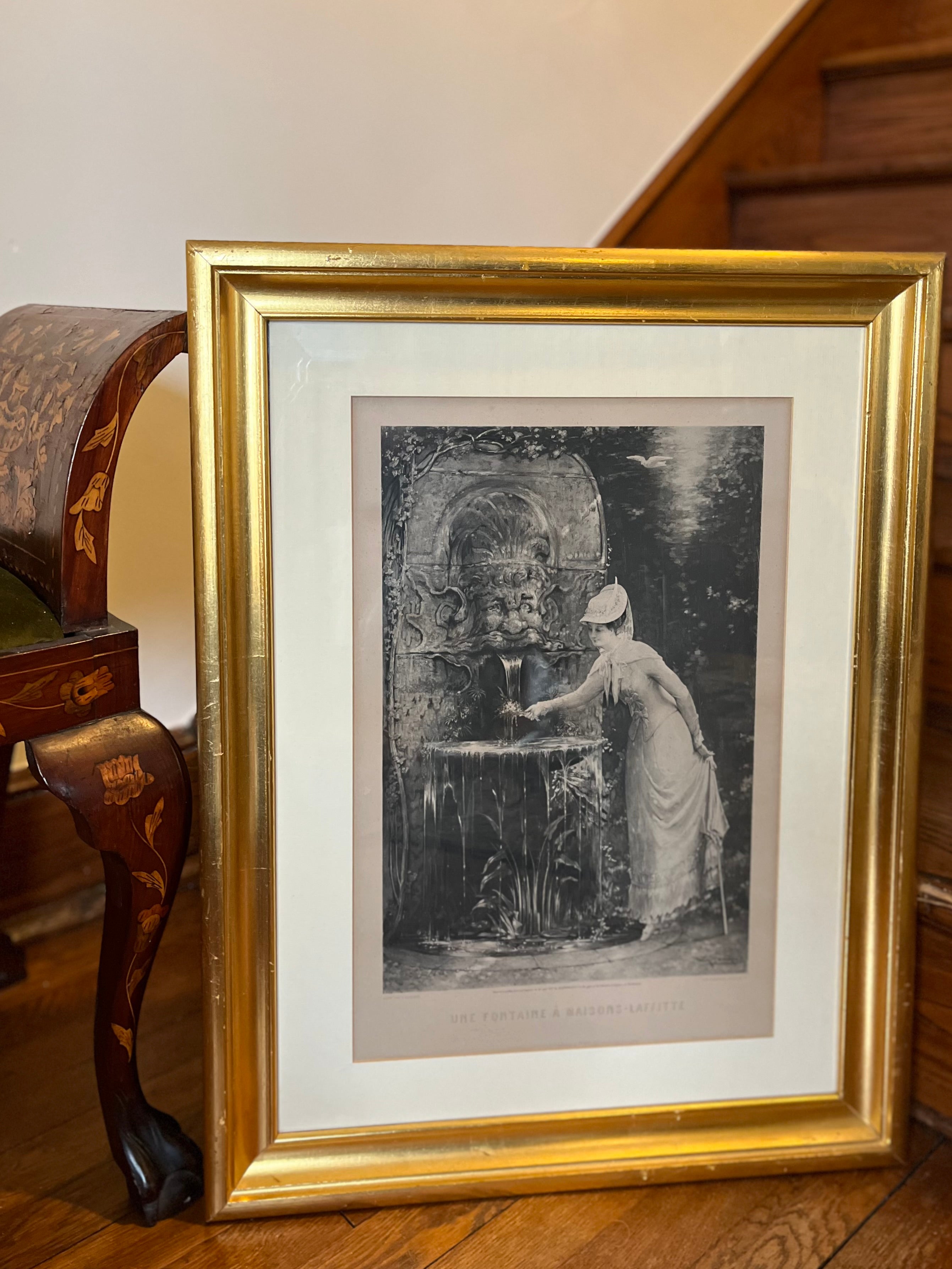 Une Fontaine à Maisons-Laffitte — 1877 Signed French Photogravure Engr ...