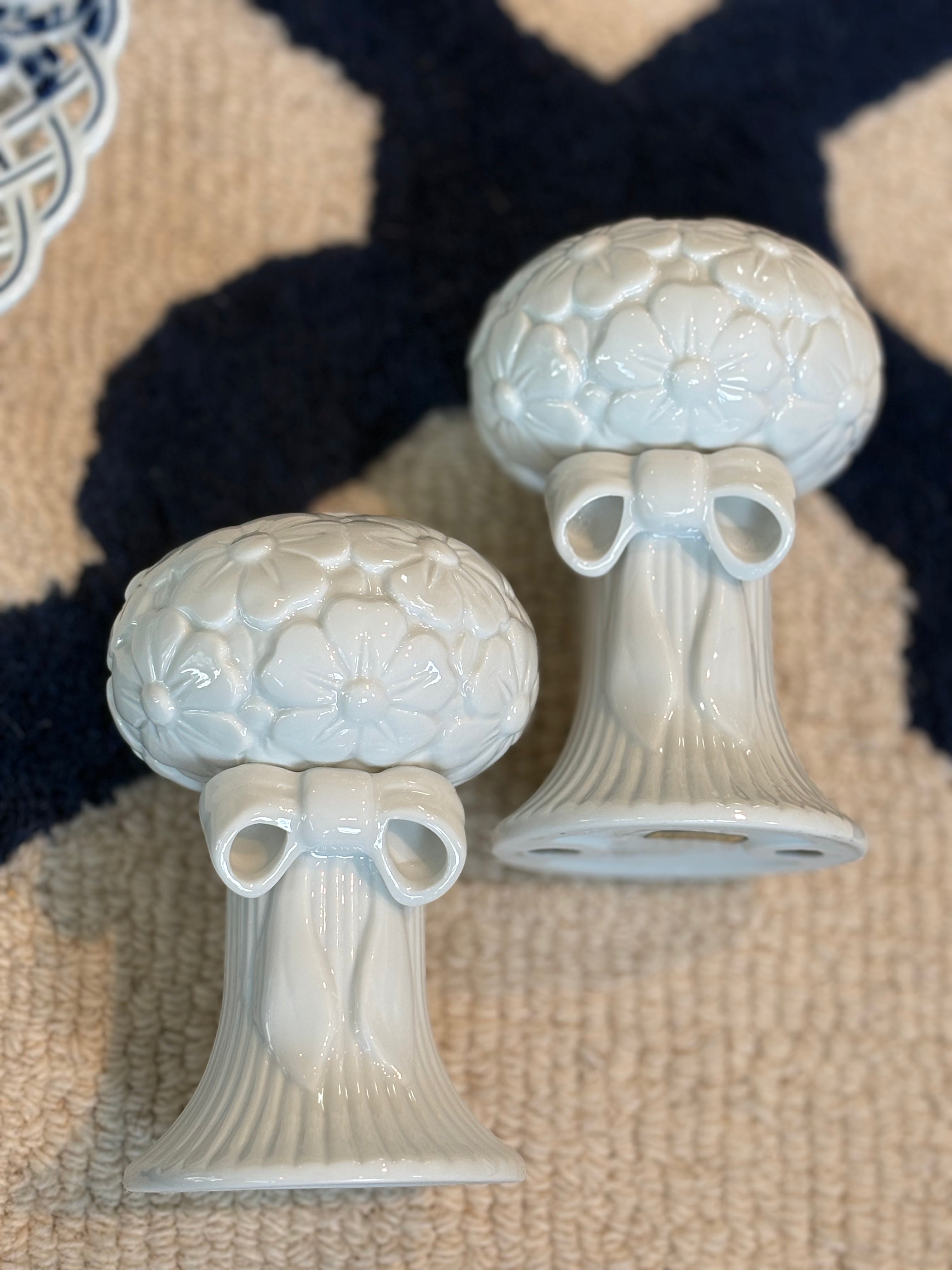 Pair of White Ceramic Candle Holders – Lillian Grey