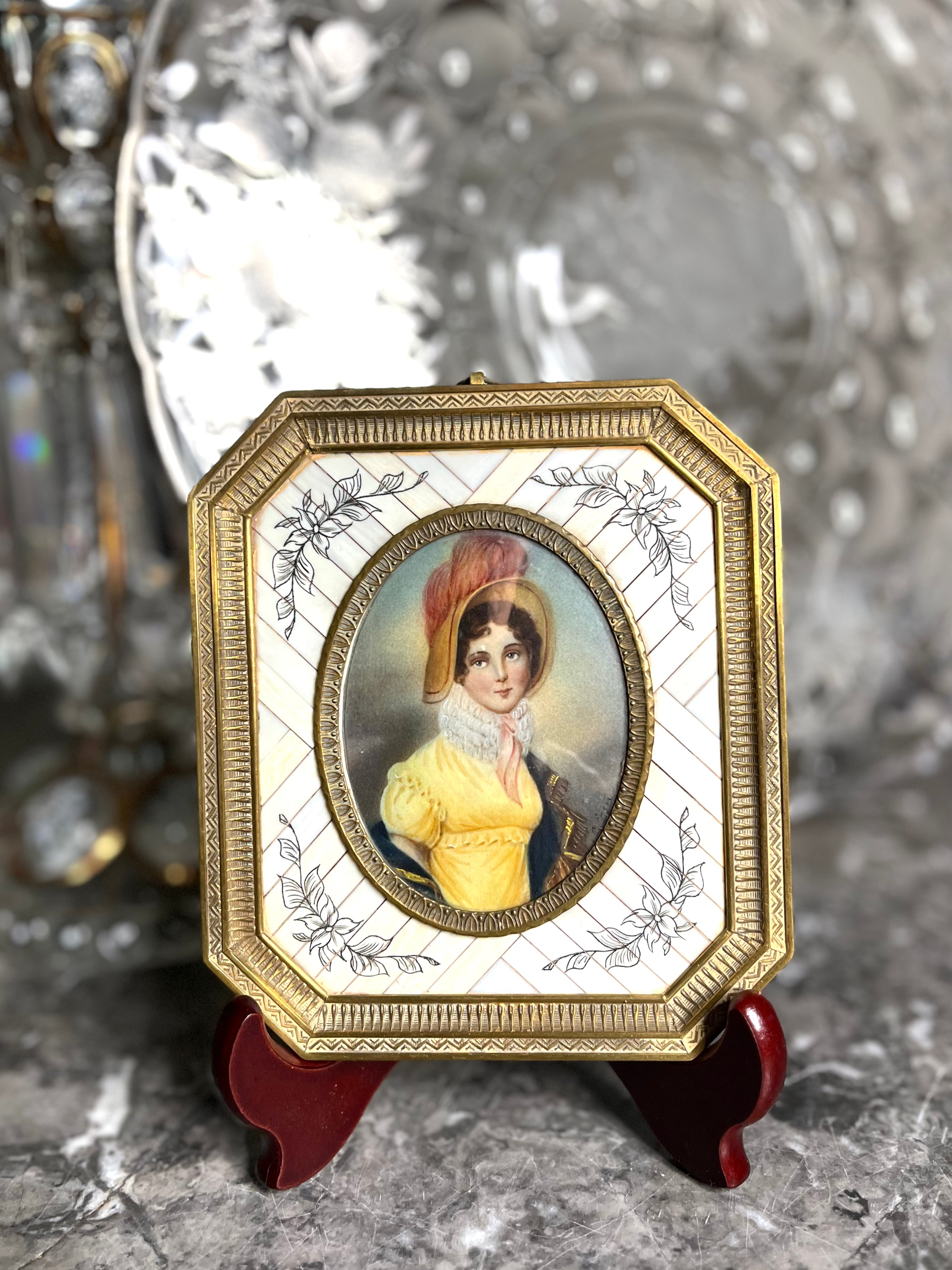 LIVE 01/16 Reserved GD Beautiful Pair Of Antique Portrait Prints Frame ...