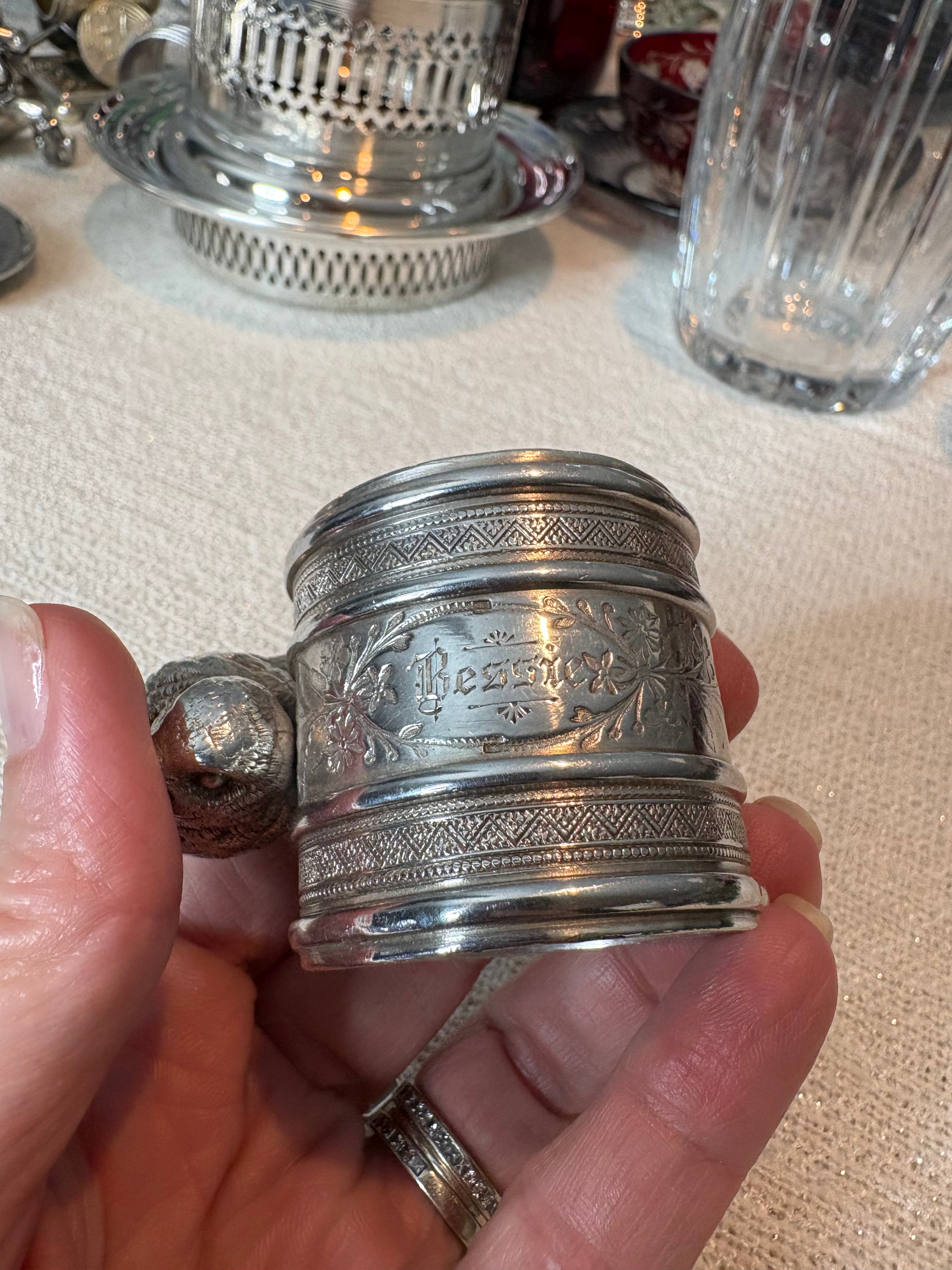 Live 12/14 Meriden “Chick” silverplate napkin ring #266, monogrammed ...