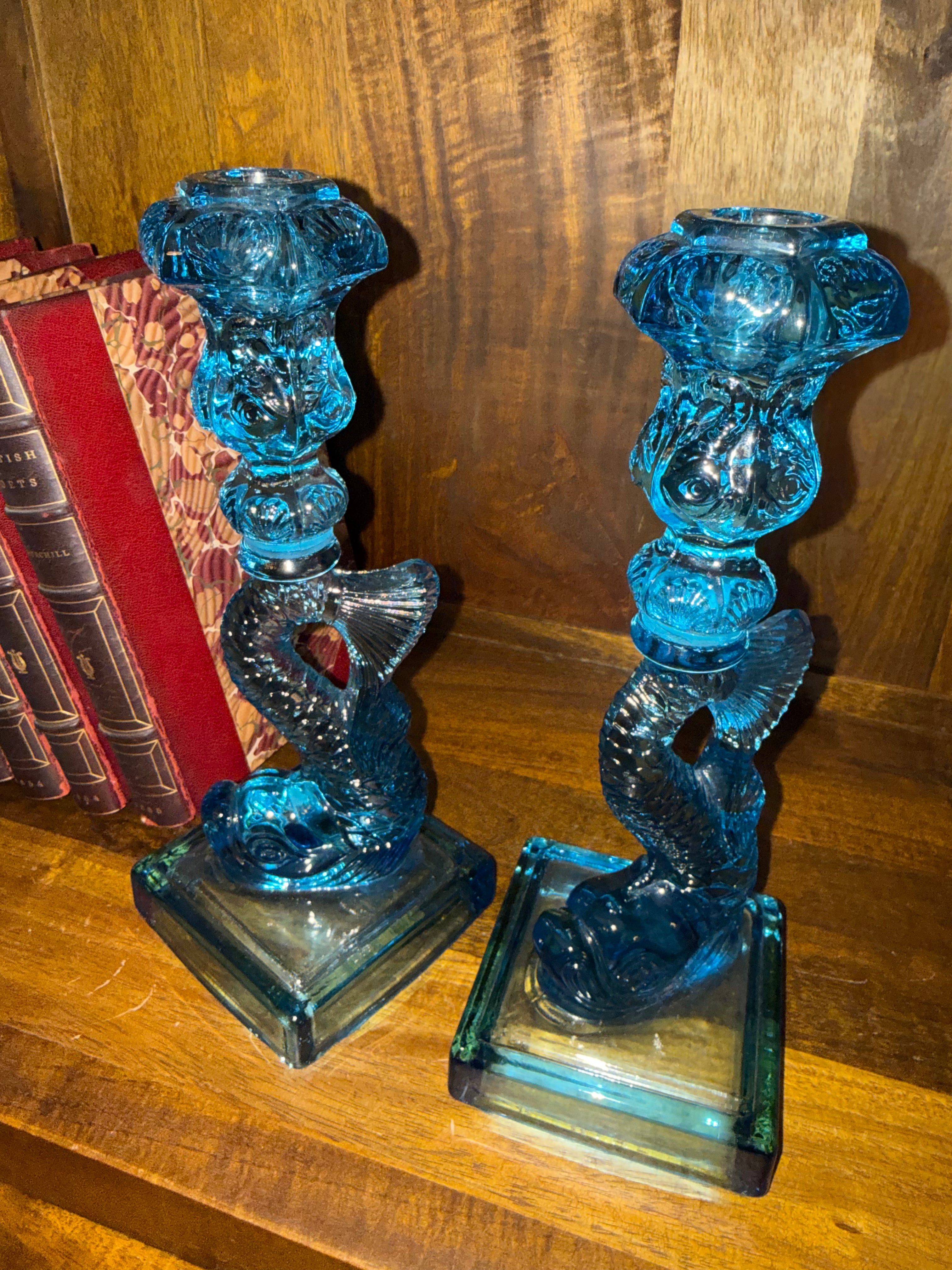 Reserved Ella Live 1/15 - Vintage Stunning MMA Blue Candlestick Holder ...